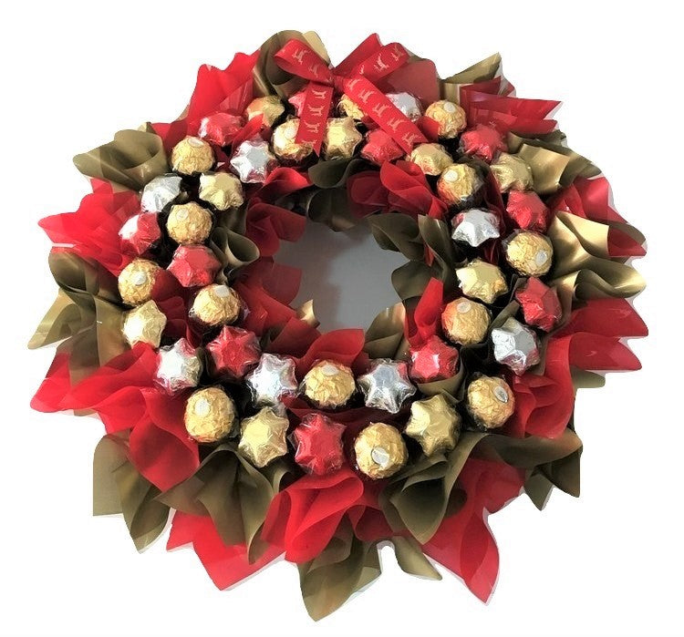 Elegant Christmas Chocolate Wreath - Large - chocolatfleurs